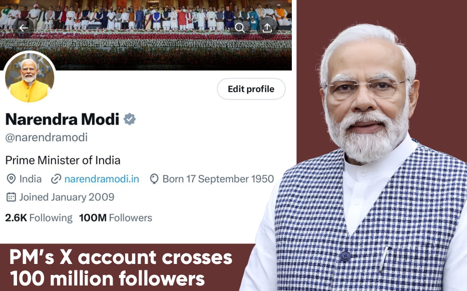 PM’s X account crosses 100 million followers | Prime Minister of India